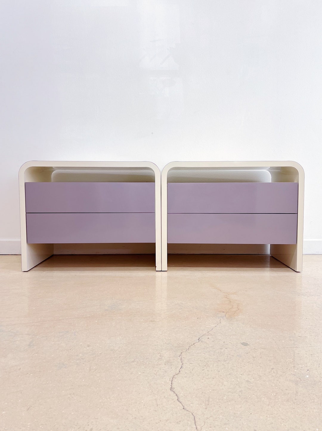 Purple White Waterfall Laminate Nightstands - Etsy