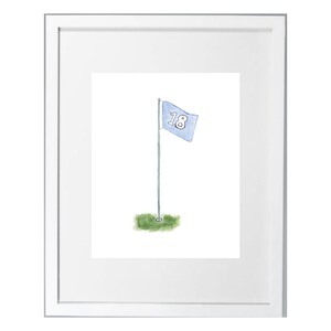 Navy Golf Flag 18th Hole Watercolor Print Boy Nursery Room - Etsy