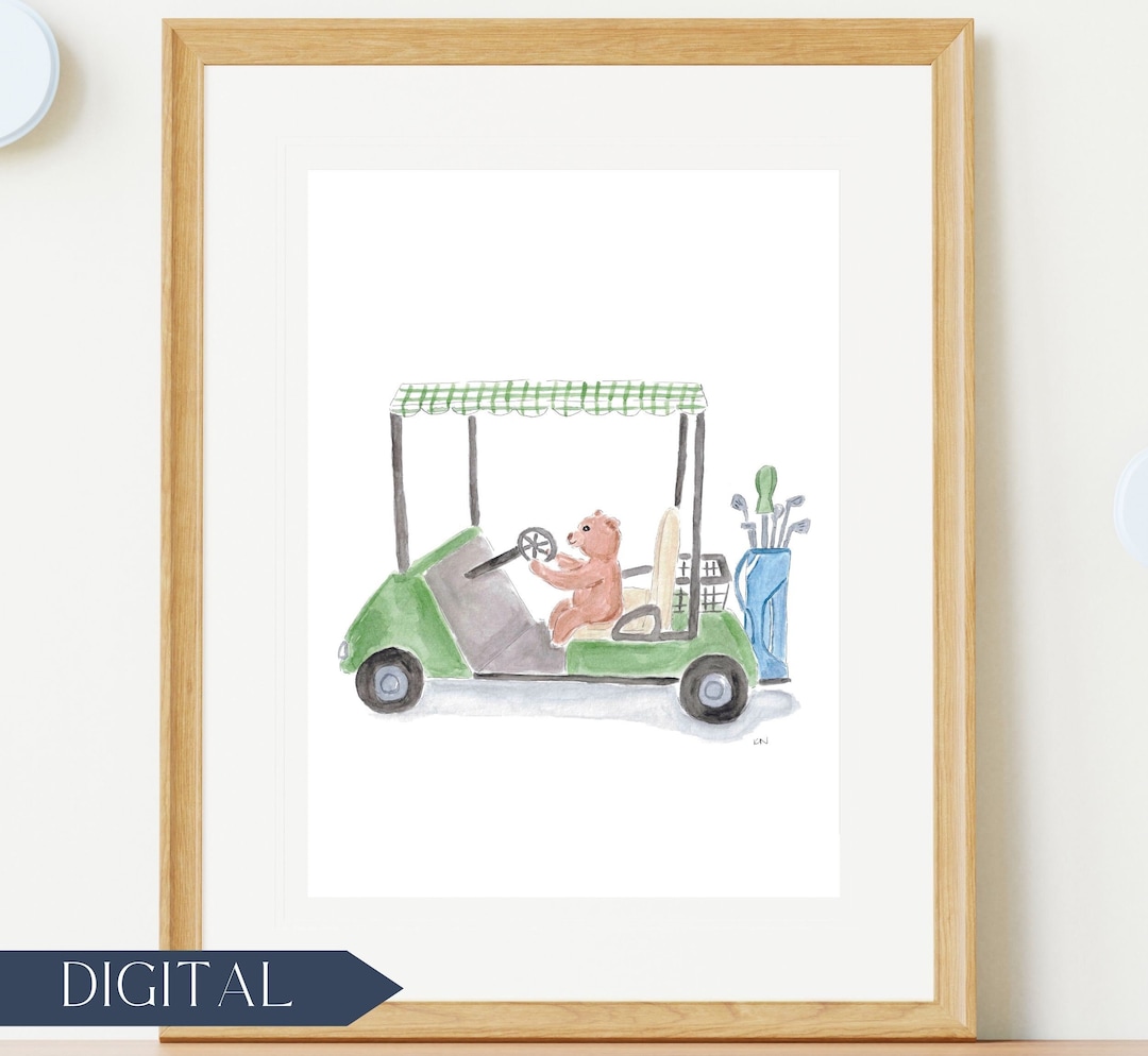 Watercolor Golf Teddy Bear Nursery Art Print Golf Nursery Decor Classic ...