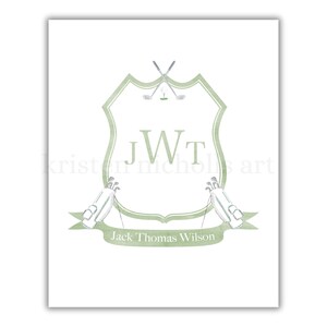 Custom Monogrammed Baby Boy Golf Crest Watercolor | Personalized ...