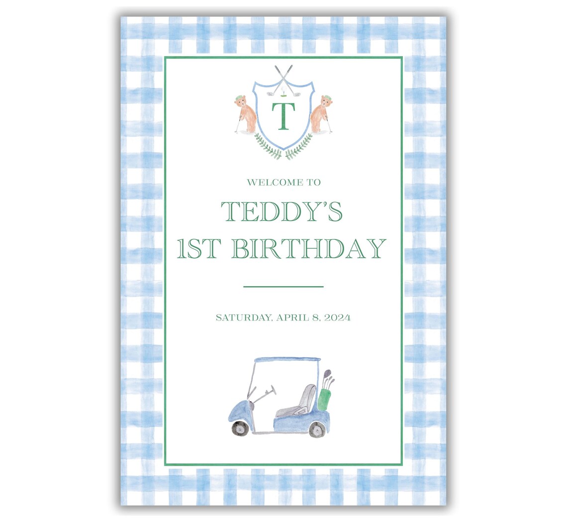 Golf Birthday Party Welcome Sign | Golf 1st Birthday Party Signage ...