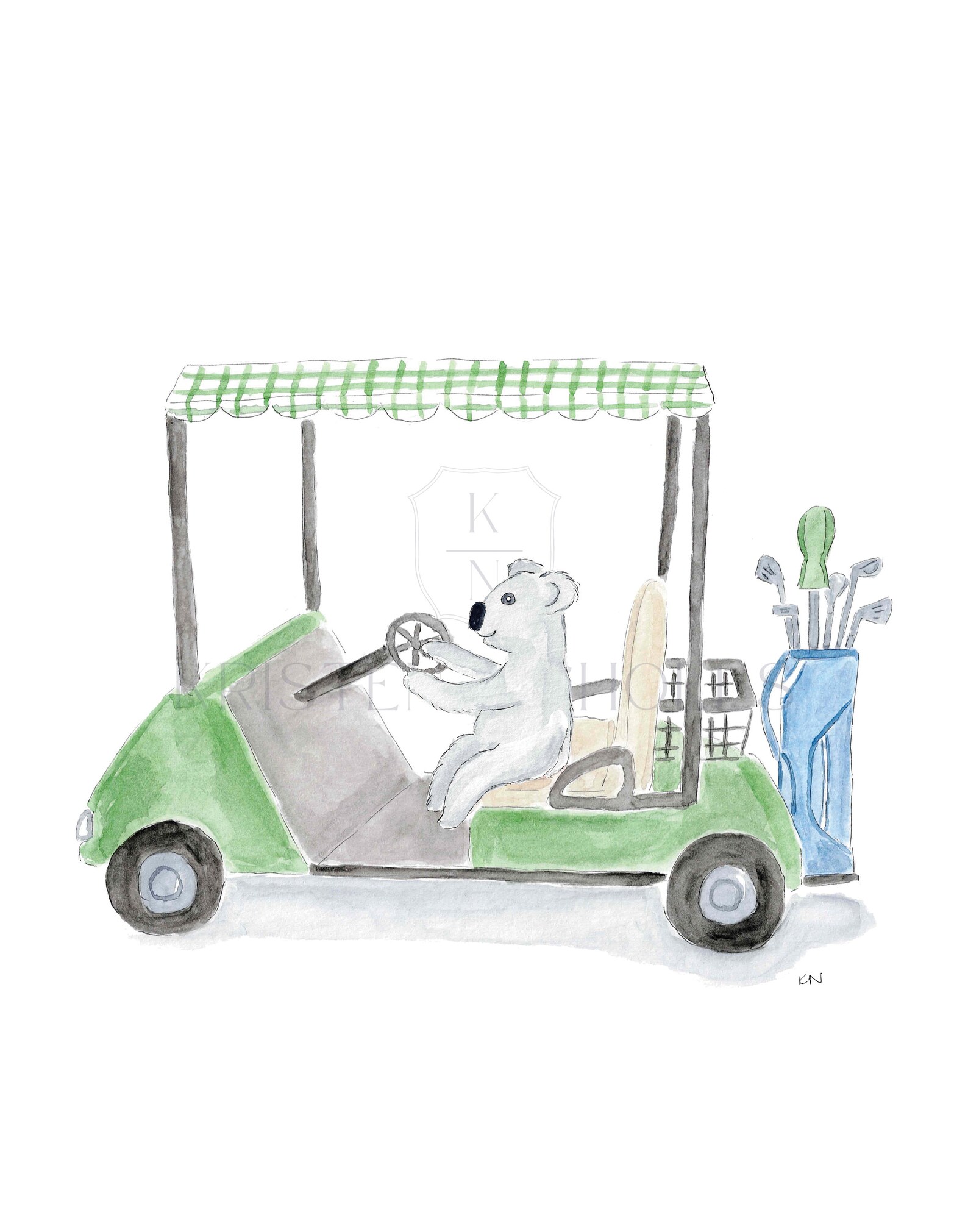 Watercolor Golf Koala Bears Nursery Art Prints | Boy Golf Nursery Art ...