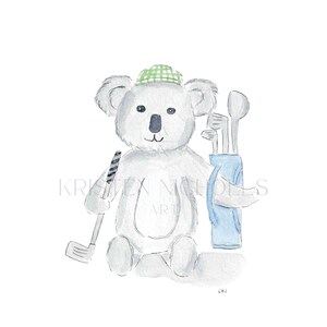 Watercolor Golf Koala Bears Nursery Art Prints | Boy Golf Nursery Art ...