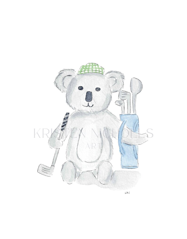 Watercolor Golf Koala Bears Nursery Art Prints | Boy Golf Nursery Art ...