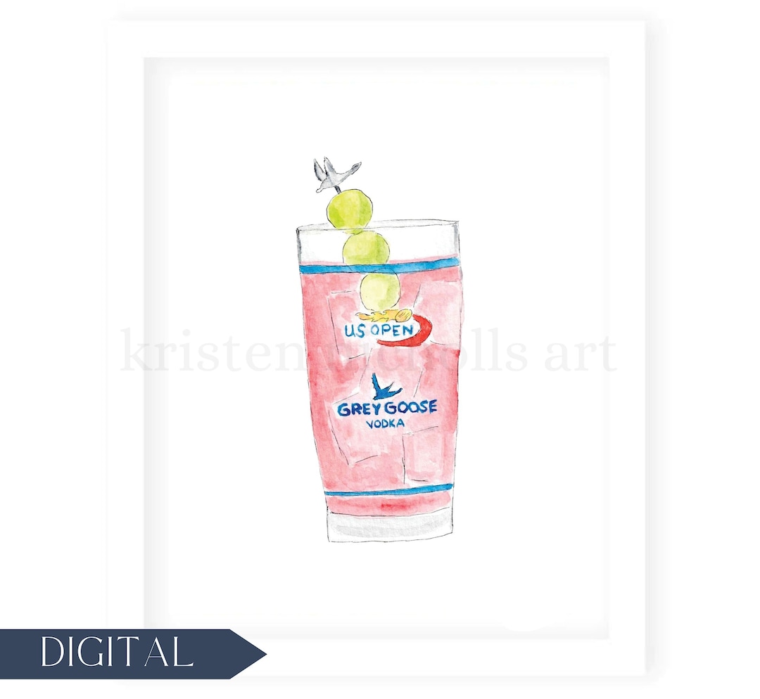 Watercolor Tennis US Open Honey Deuce Drink Art Print Girl Sports Wall ...