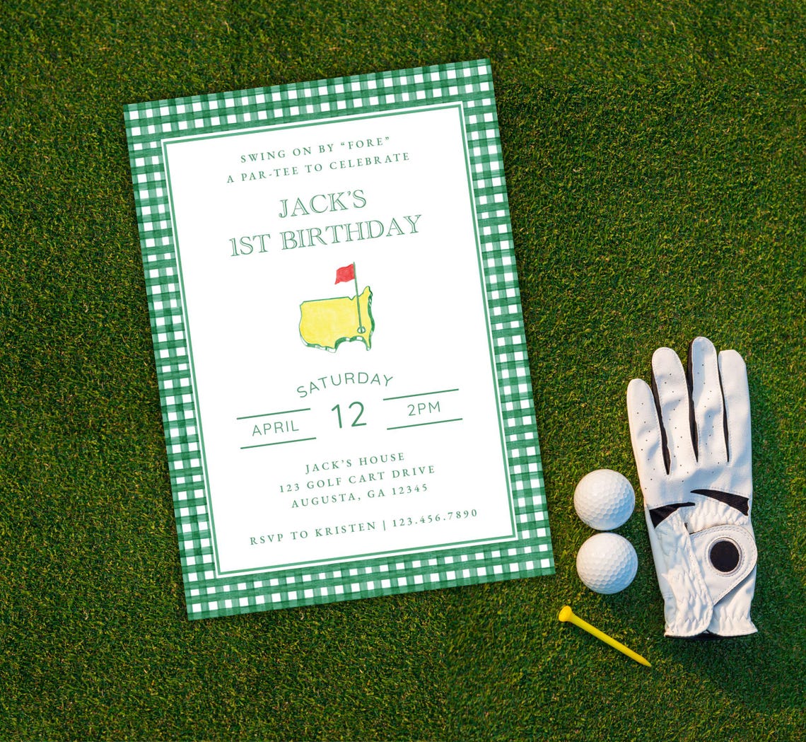 Golf Masters Birthday Party Invite | Golf 1st Birthday Invitation | Boy ...