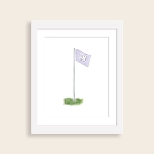 Watercolor Golf Flag 18th Hole Print in Lavender Purple | Golf Nursery ...