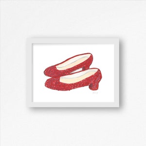 Wizard of Oz Art Print, Ruby Red Shoes Illustration, Wall Decor - Etsy