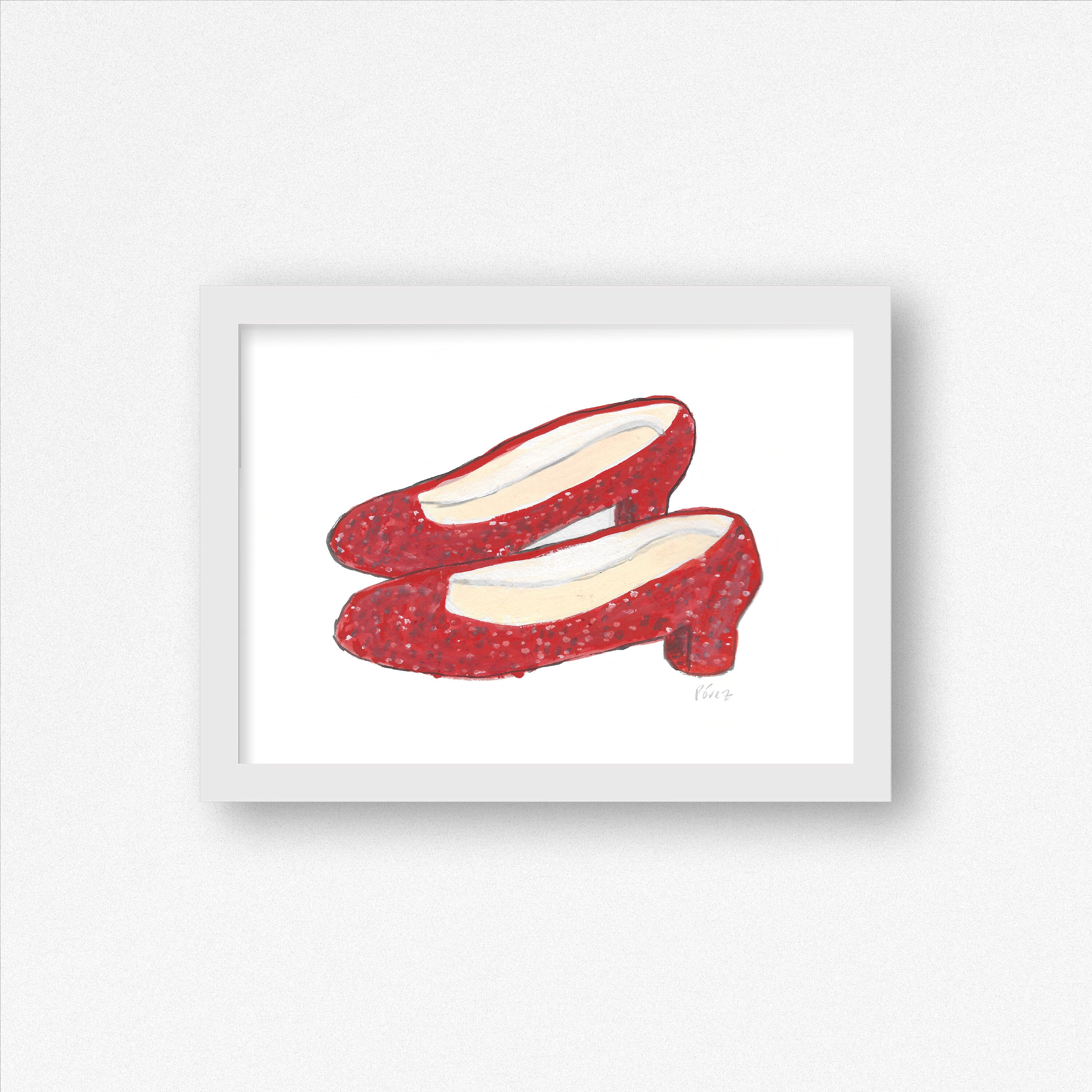 Wizard of Oz Art Print, Ruby Red Shoes Illustration, Wall Decor - Etsy