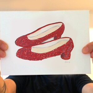 Wizard of Oz Art Print, Ruby Red Shoes Illustration, Wall Decor - Etsy