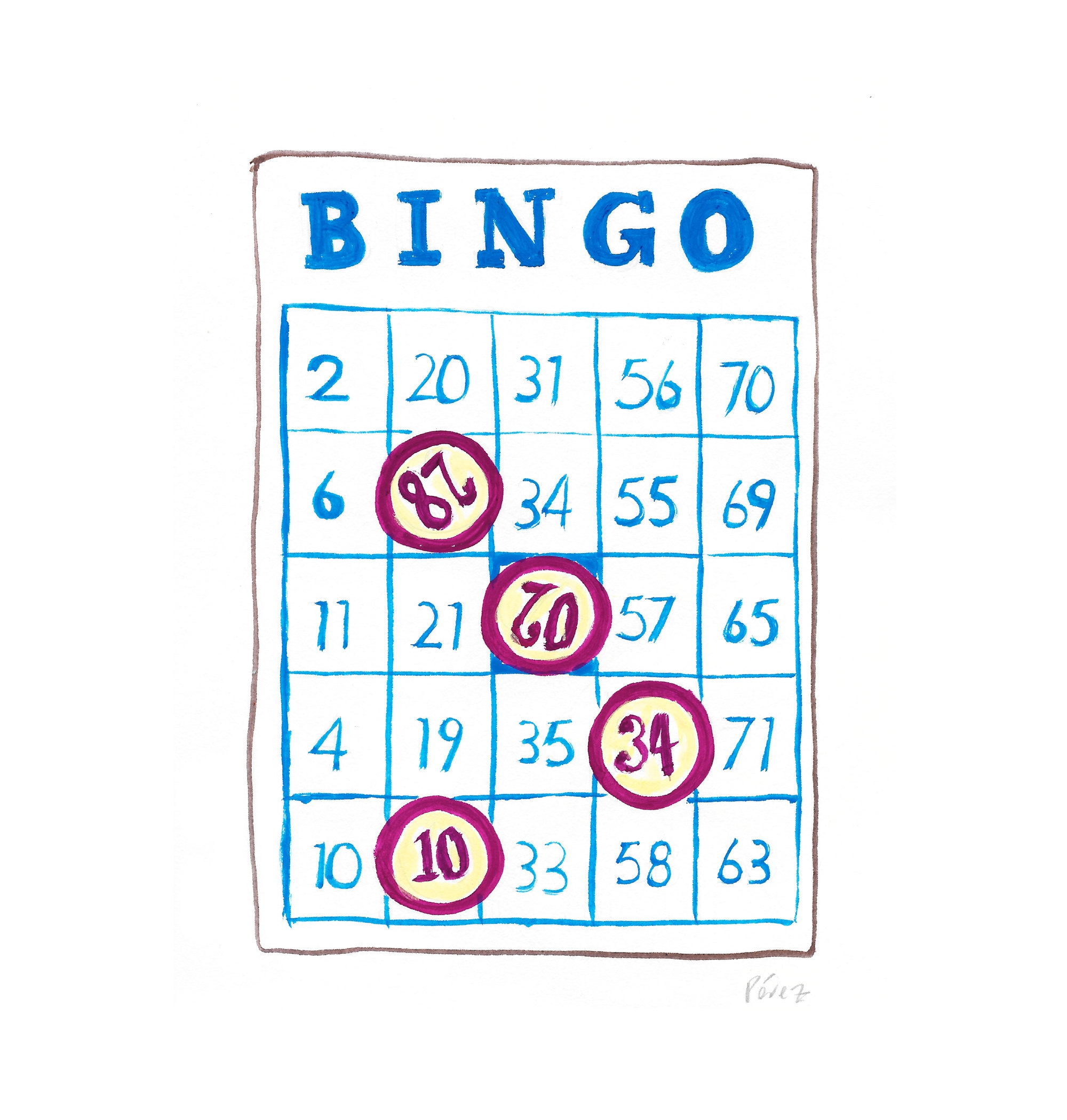 Bingo Art Print, Bingo Illustration, Wall Art, Home Decor, Games Art - Etsy
