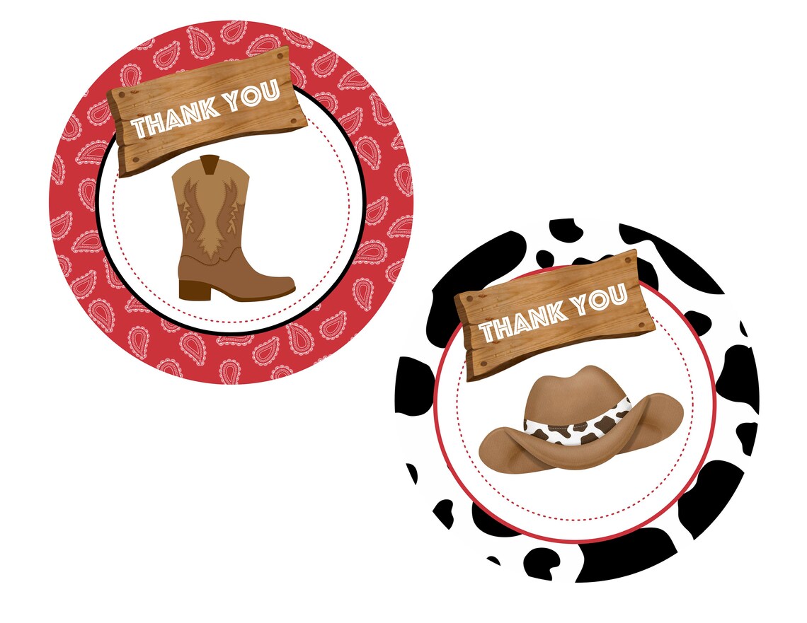 Cowboy Thank You Tags Cowboy Tags Cowboy Party Favors | Etsy