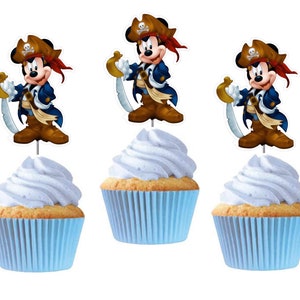 Mickey Pirate Cupcake Toppers | Mickey Sailor Cake Picks | Mickey ...