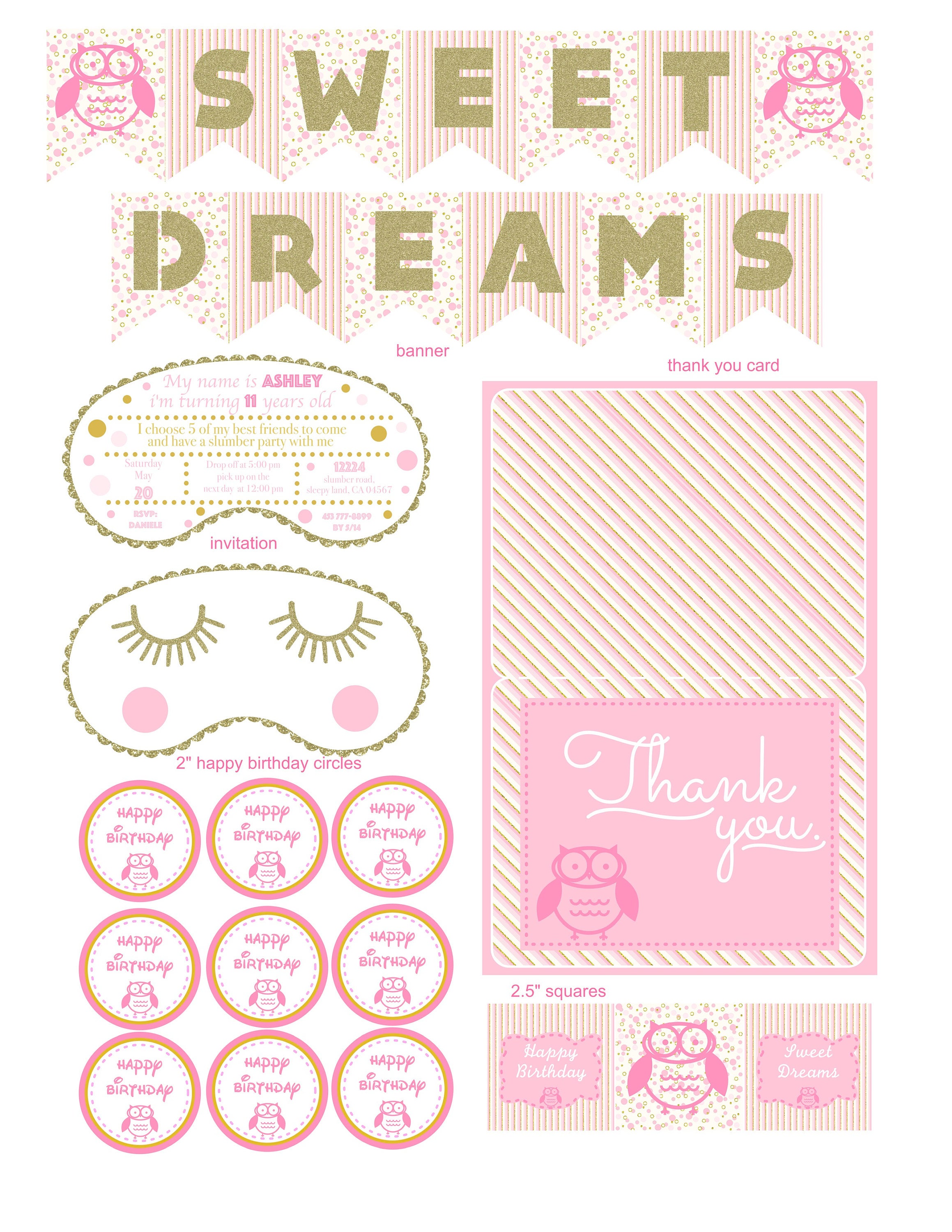 Sleepover Party Slumber Party Sleep Over Digital Package - Etsy