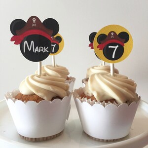 Mickey Pirate Cupcake Toppers | Mickey Sailor Cake Picks | Mickey ...