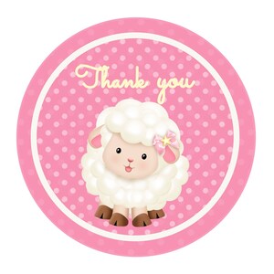 Pink Sheep Thank You Stickers 12 PCS, Sheep Favor, Girl Sheep Baby ...