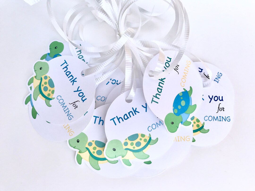 Baby Turtle Thank You Tags 12 PCS, Sea Turtle Baby Shower, Turtle ...