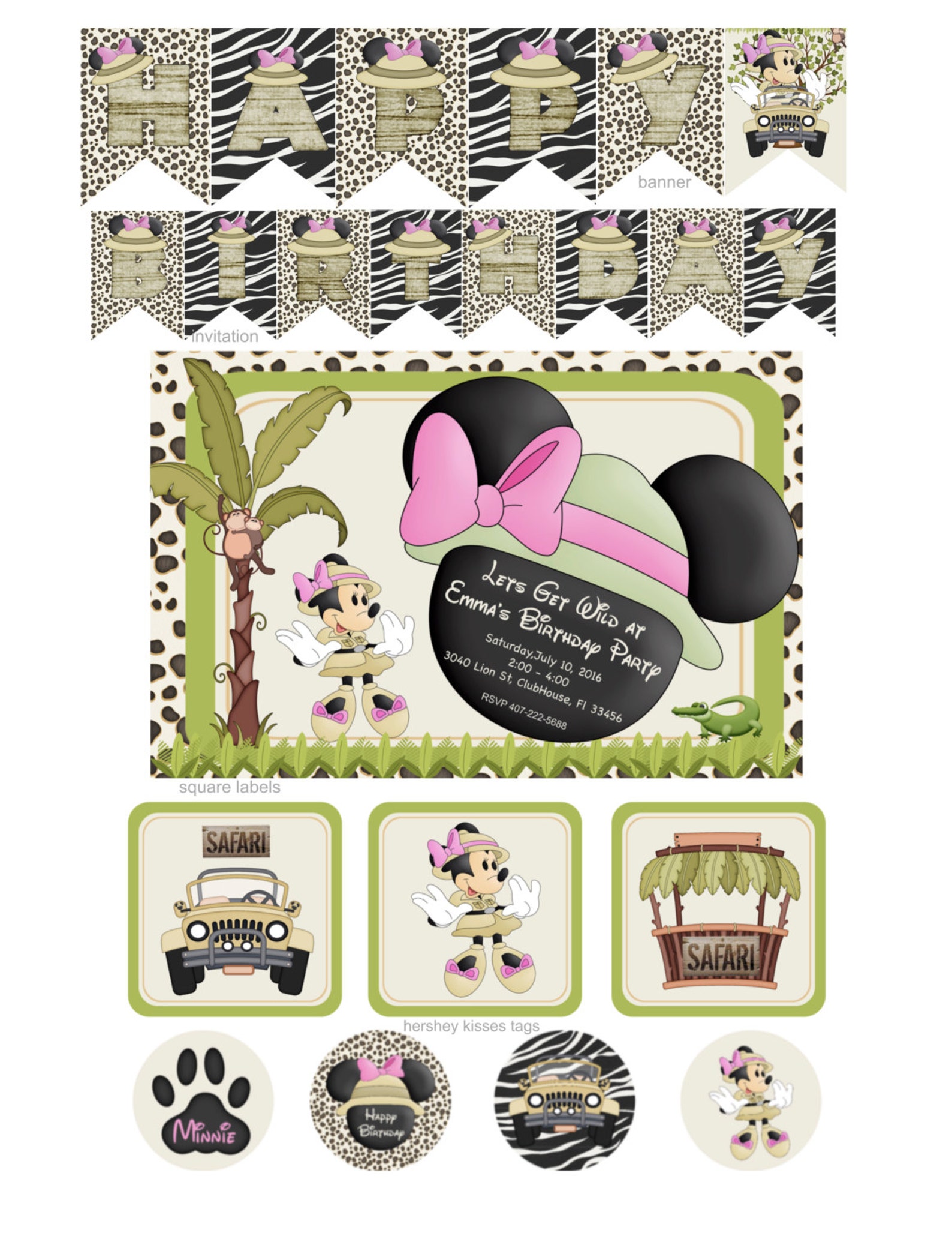 Minnie Safari Party Minnie Mouse Safari Party Minnie Mouse - Etsy