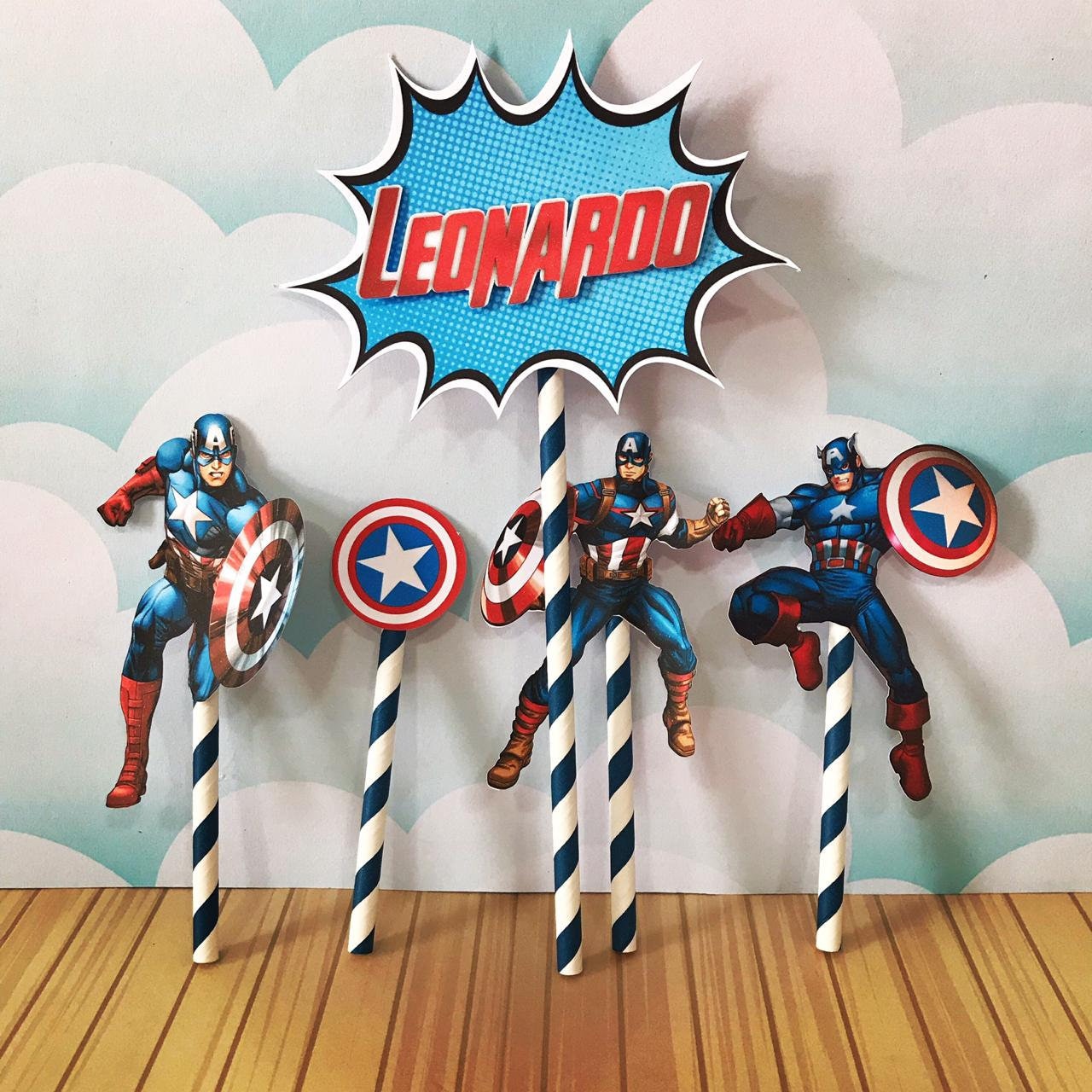 Captain America Cake Topper Personalized, Captain America Cupcake ...