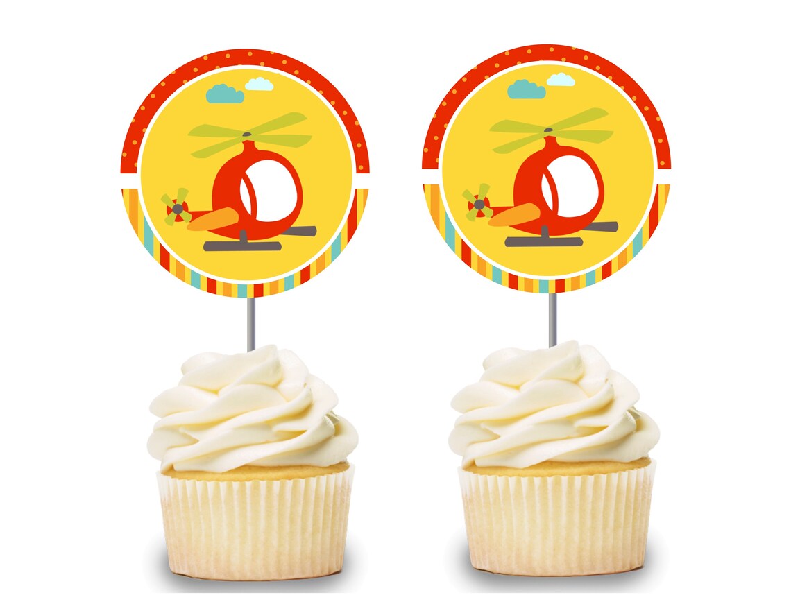 Helicopter Cupcake Toppers Helicopter Cake Topper | Etsy