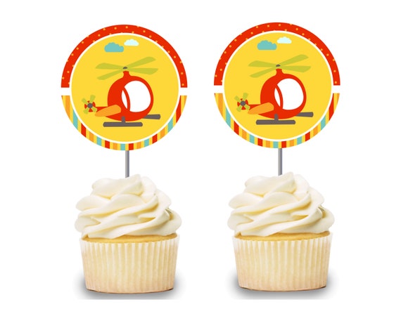 Helicopter Cupcake Toppers Helicopter Cake Topper | Etsy