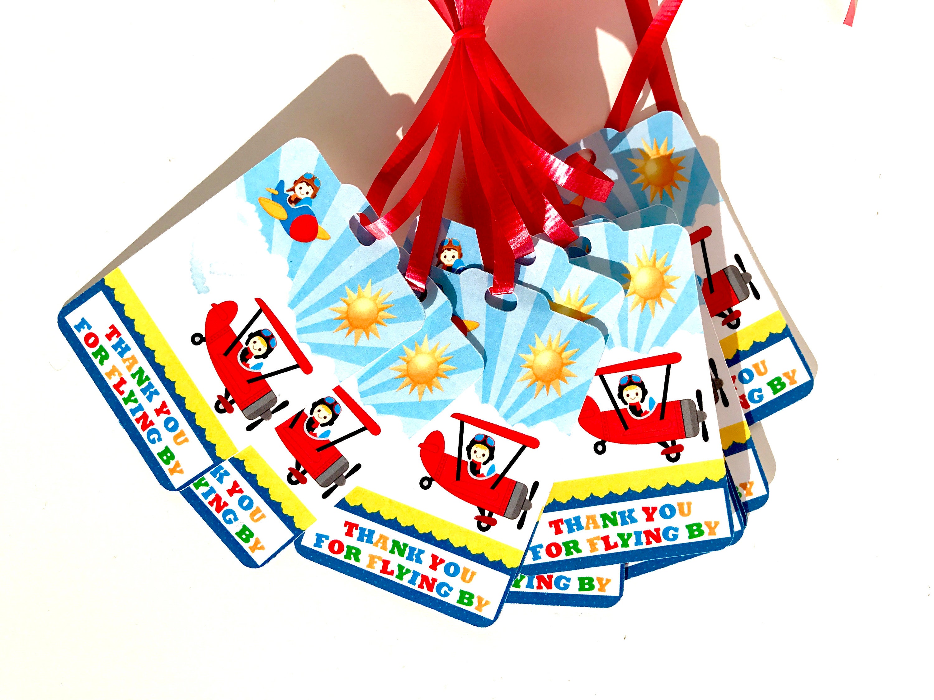 Airplane Pilot Thank You Tags 12 Pcs Aviator Birthday | Etsy