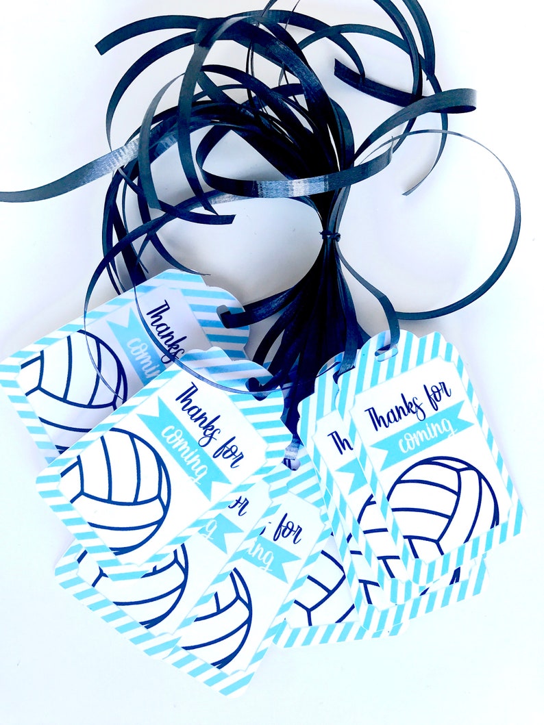 Blue Volleyball Thank You Tags 12pcs Volleyball Party Favors | Etsy