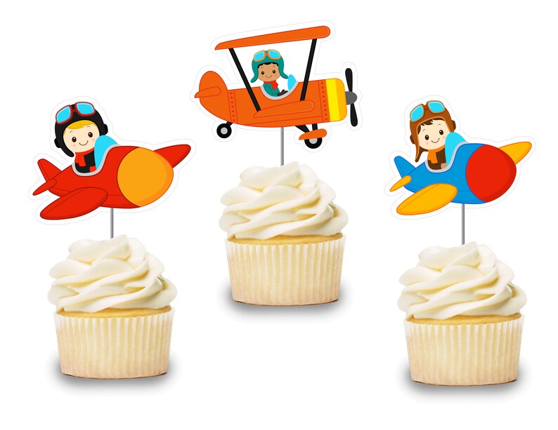 Airplane Pilot Party Pilot Birthday Aviator Cupcake - Etsy