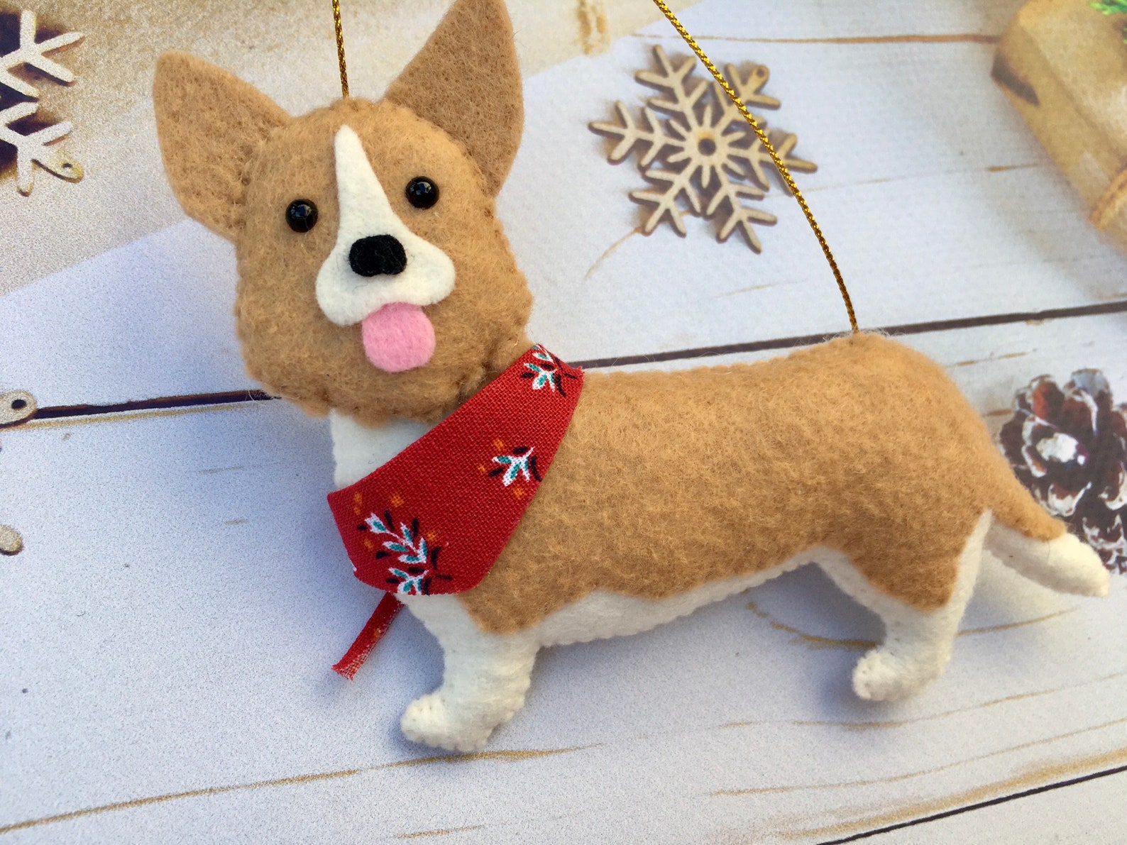 Handmade Corgi Felt Ornament, Dog Christmas Gift - Etsy