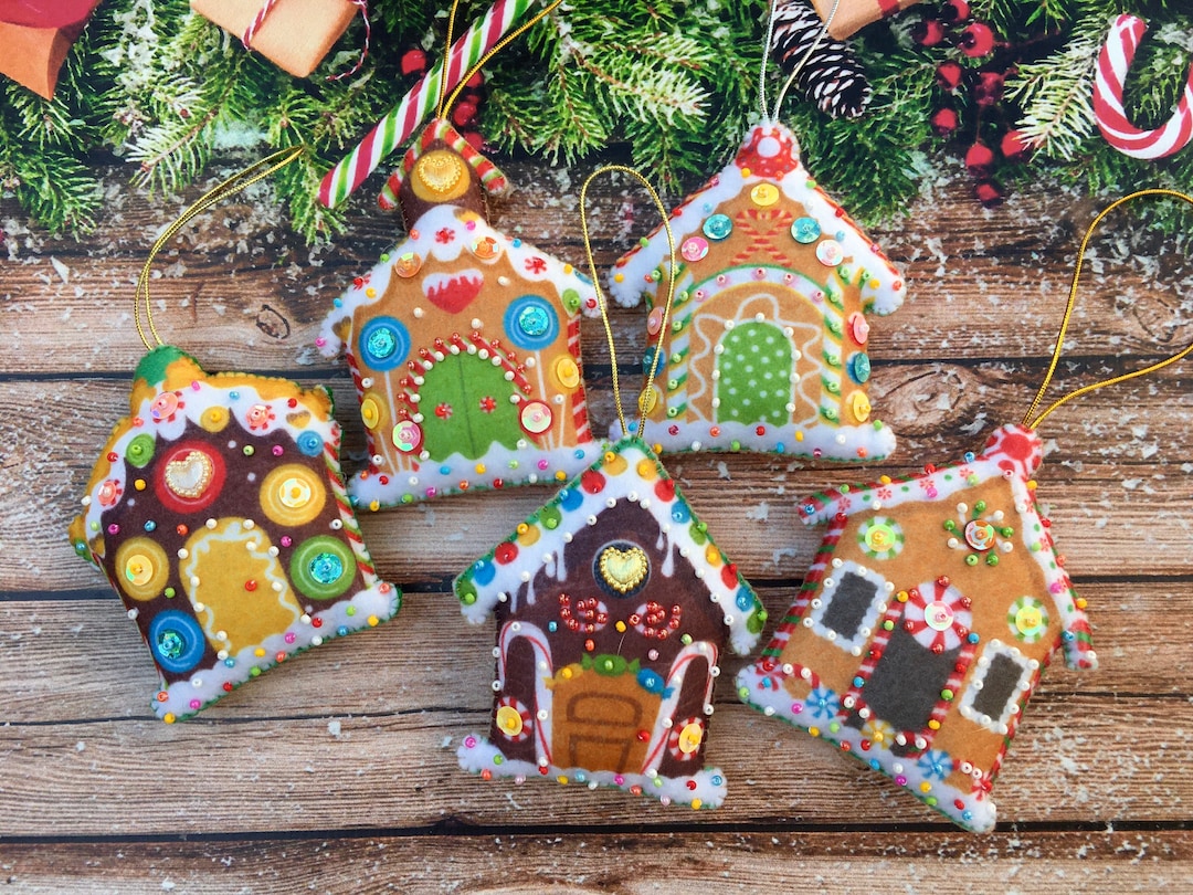 Felt Christmas Ornament-gingerbread House Ornament-felt Gingerbread ...