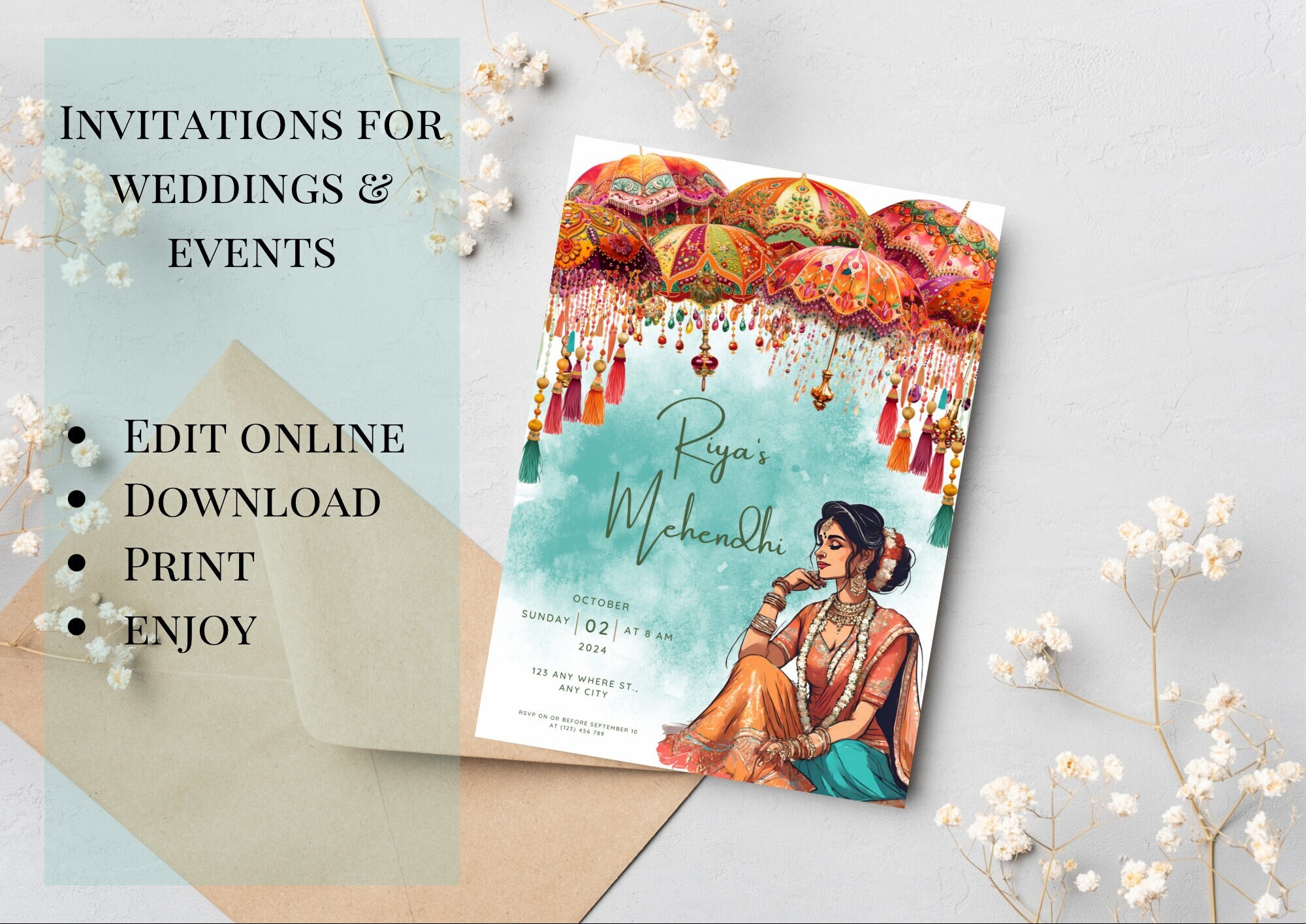 Mehendi Invitations, Haldi Invitation, Digital Invites, Dholki ...