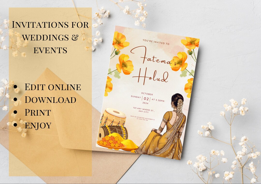 Mehendi Invitations, Haldi Invitation, Digital Invites, Dholki ...