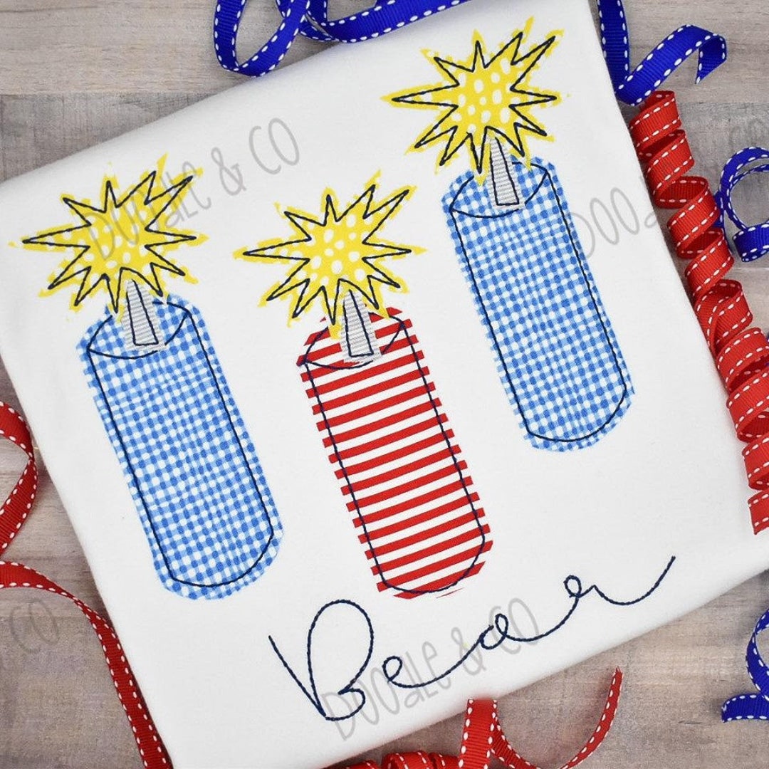 Personalized Boy Firecracker Shirt Set, Gingham 4th of July Outfit - Etsy