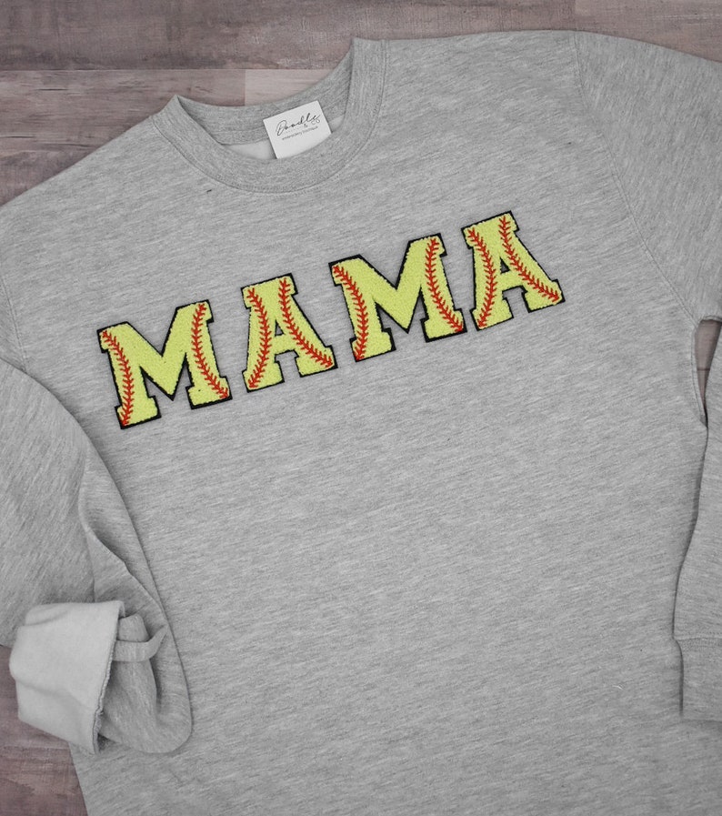 Softball Mama Chenille Patch Sweatshirt Softball Mom Varsity - Etsy
