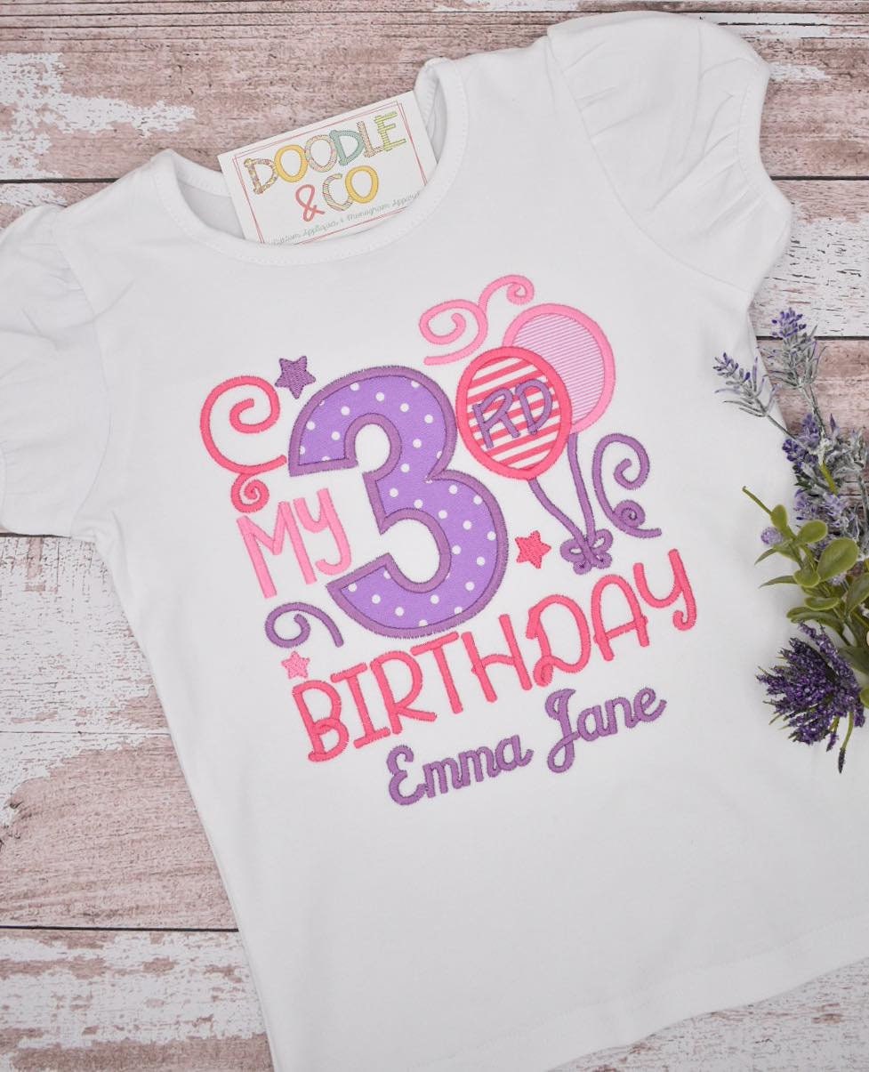 Birthday Number Girl Shirt Personalized Girl Birthday Shirt - Etsy
