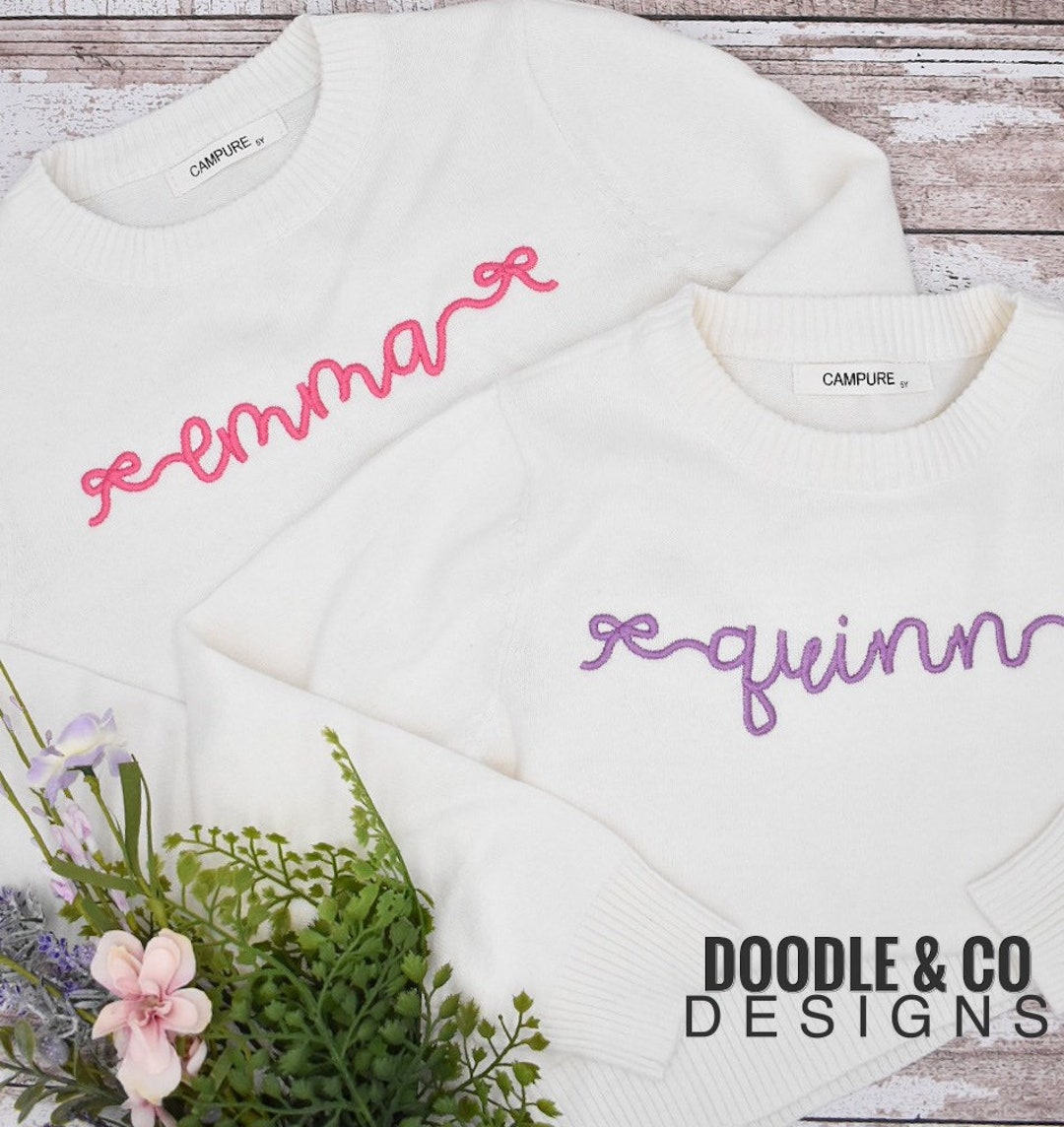 Girl Personalized White Sweater, Valentine Girl Gift, Spring Little ...