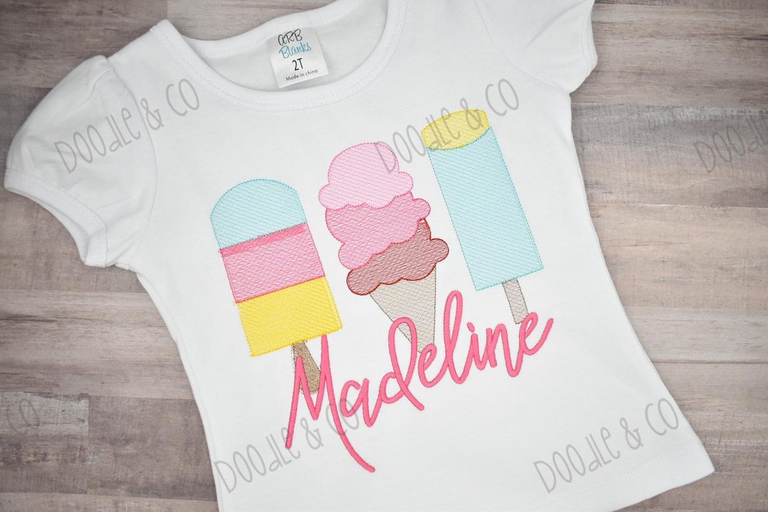 Personalized Ice Cream Girl Shirt, Summer Short Set - Etsy