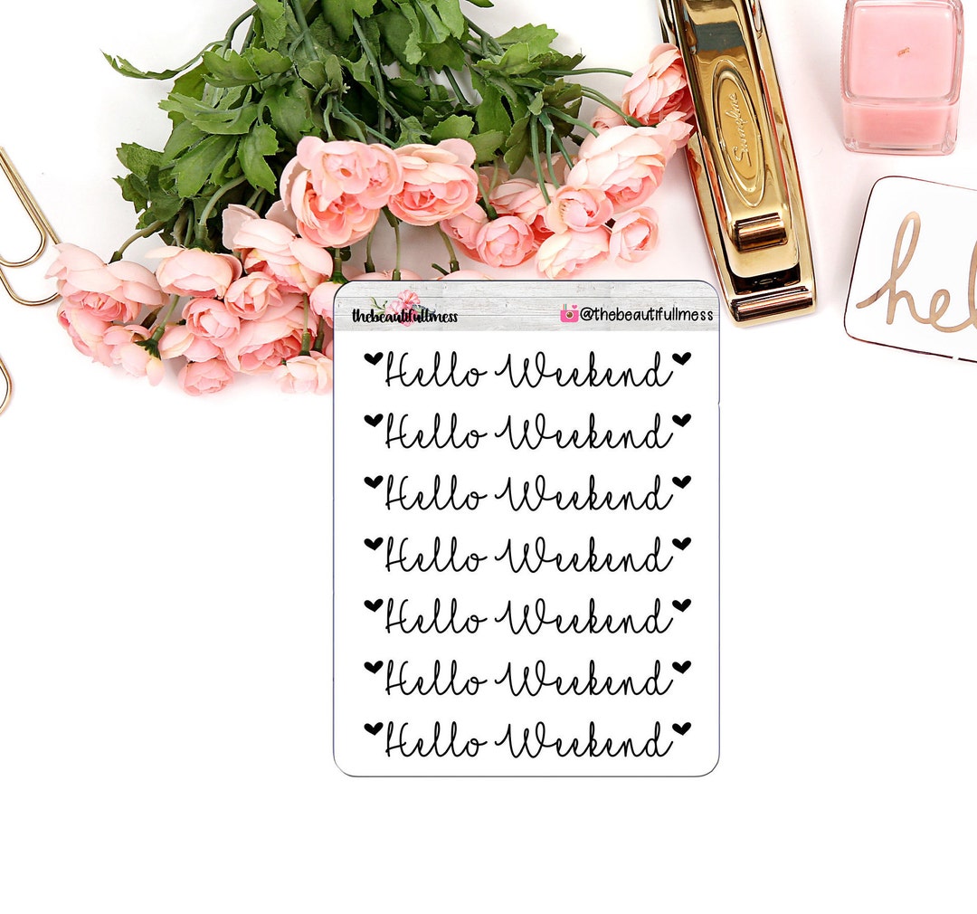 Hello Weekend Script Stickers / Planner Stickers / / Happy Planner / TN ...