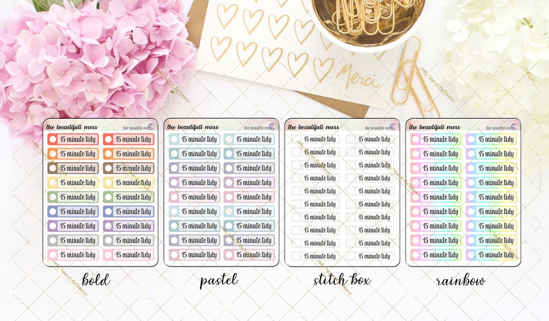 15 Minute Tidy Stickers / Planner Sticker / / Happy Planner / Plum ...