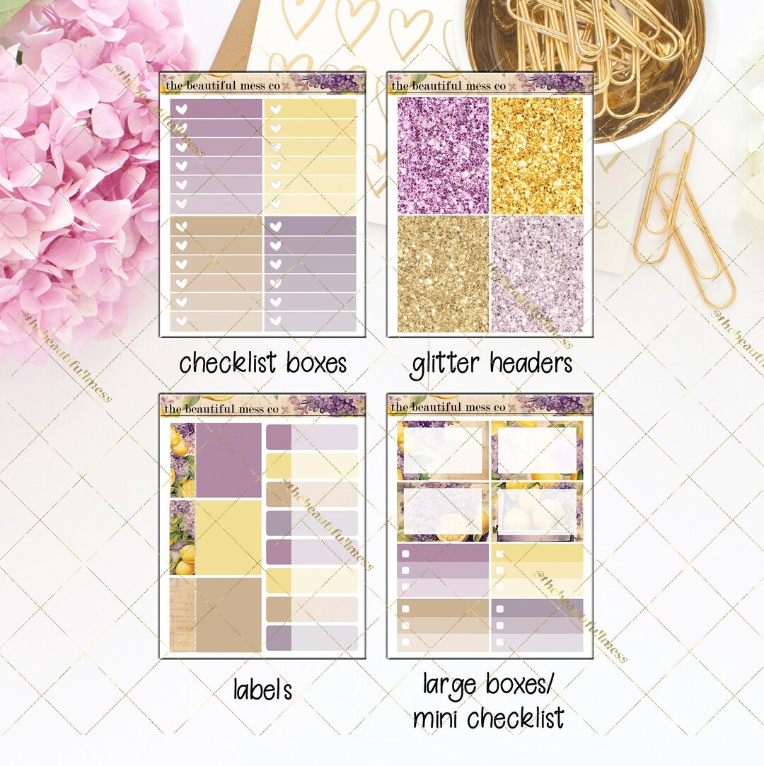 Lilacs and Lemons Add on Sheets Stickers / Planner Sticker / Vertical ...