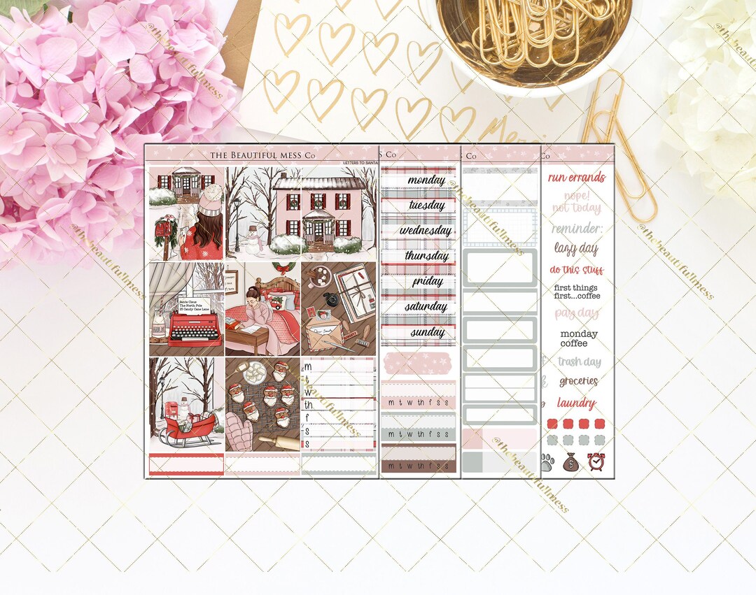 Letters to Santa Planner Stickers / Vertical Weekly Stickers / White ...