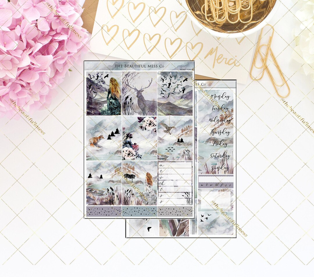 Anoana FOILED Planner Kit / Planner Stickers / Vertical Weekly Stickers ...