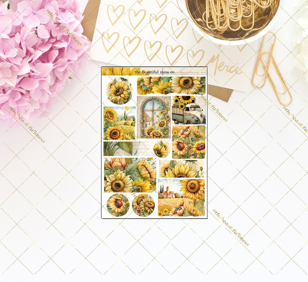 Sunflowers Journaling Stickers / Planner Sticker / Bullet Planner ...