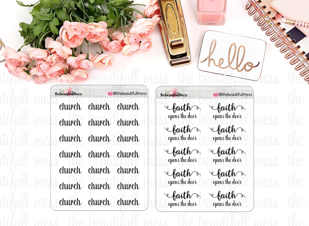 Church and Faith Script Stickers / Planner Sticker / Happy Planner ...