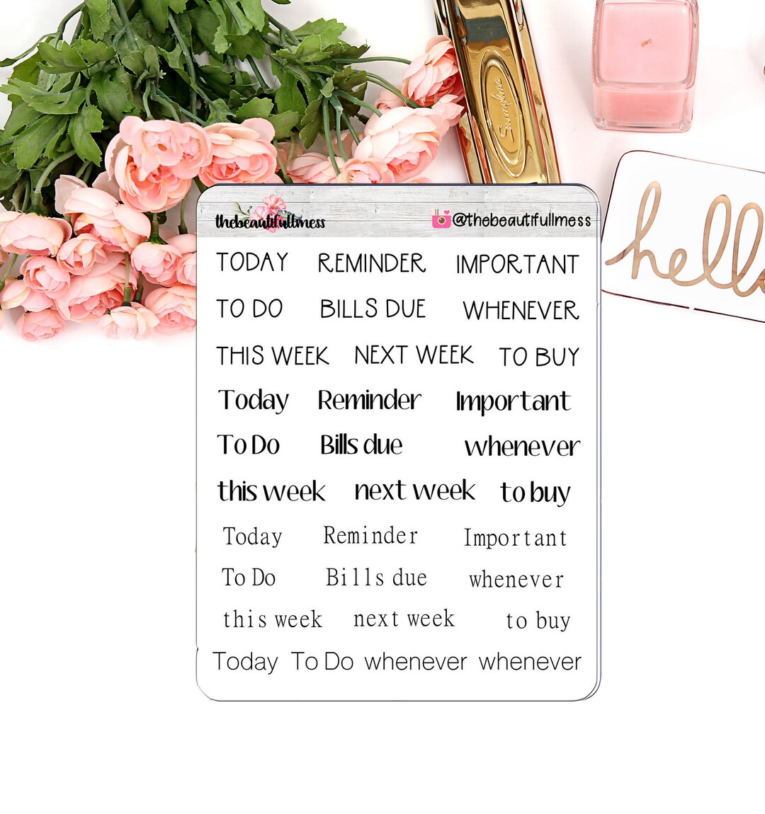Headers & Reminder Script Stickers / Planner Stickers / / Happy Planner ...