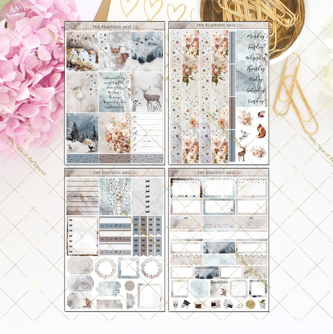 First Snow FOILED Planner Kit / Planner Stickers / Vertical Weekly ...