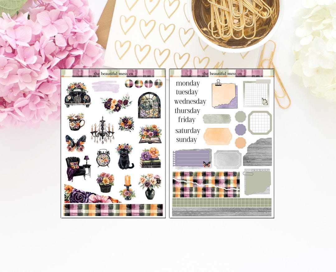 Dark Bloom Journaling Kit/ Bullet Planner / Planner Stickers / Mini Kit ...
