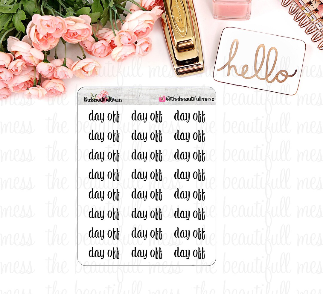 Day off Stickers / Planner Sticker / Script Stickers / / Happy Planner ...
