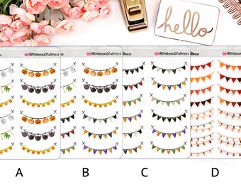 21 Half Box Fall Bunting Flag Stickers for Erin Condren Life Planner ...