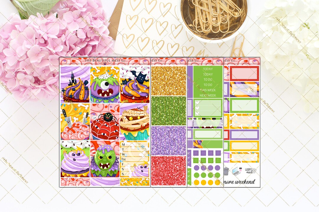 Monster Cakes 1 Stickers / Vertical Weekly Stickers / White Space ...
